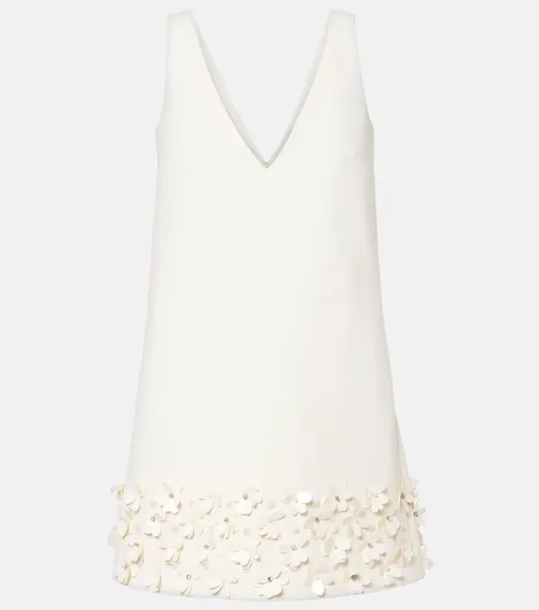 SELF-PORTRAIT Bridal Sequined Crêpe Minidress - White