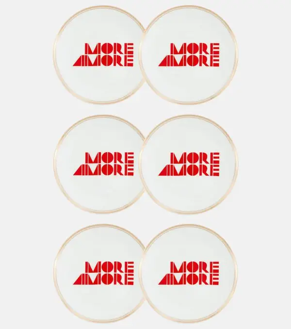 BITOSSI More Amore Set Of 6 Porcelain Dessert Plates