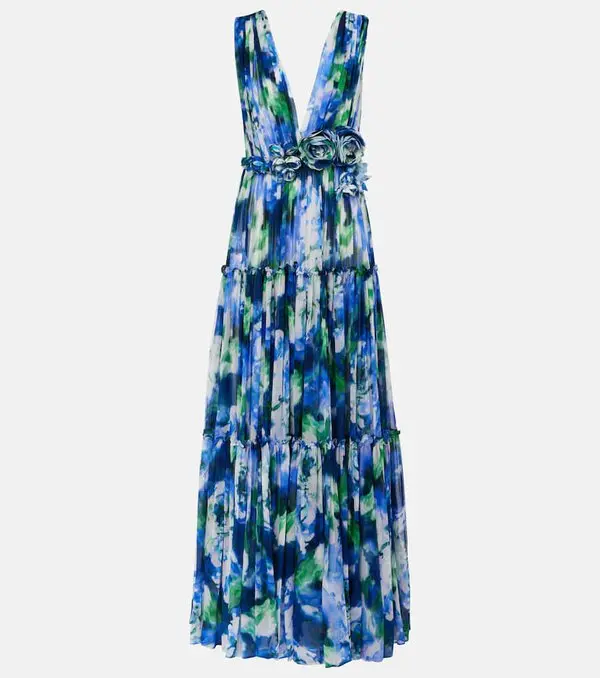 Costarellos Arella Floral Silk Georgette Gown - Multicoloured