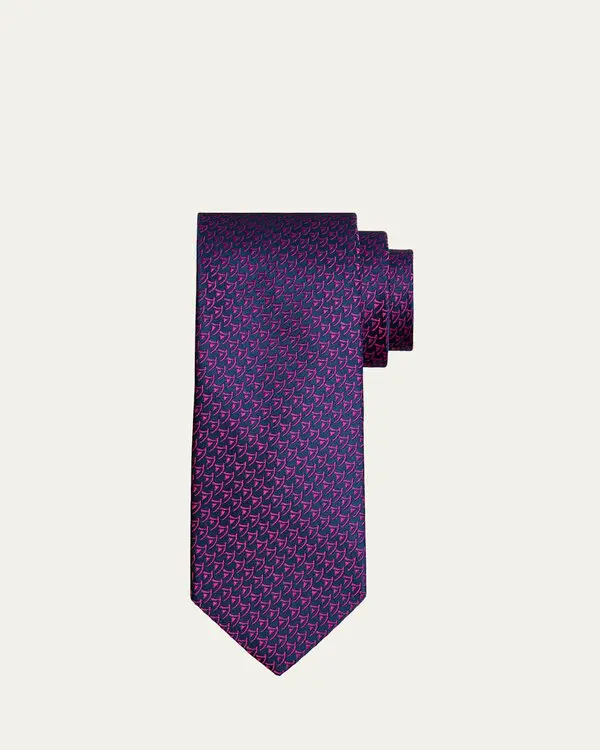 Charvet Sailboat Woven Silk Tie - 15-red
