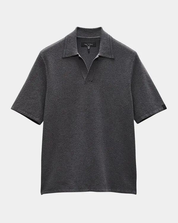 Rag & Bone Zuma Toweling Polo Shirt - Dark Grey