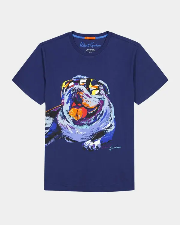 Robert Graham Whiskey Bulldog Graphic T-shirt - Navy