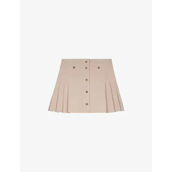 The Kooples Button-detailed Pleated Mini Skirt