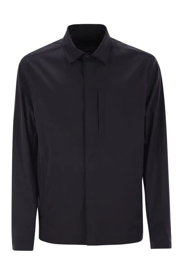Herno Shirt-cut Jacket In Tech Wool - Blue