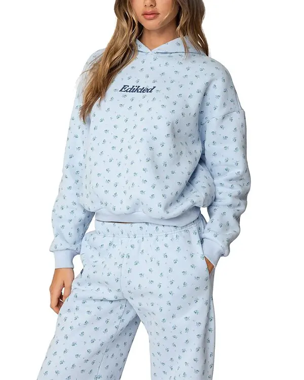 EDIKTED Flower Power Hoodie - Light Blue