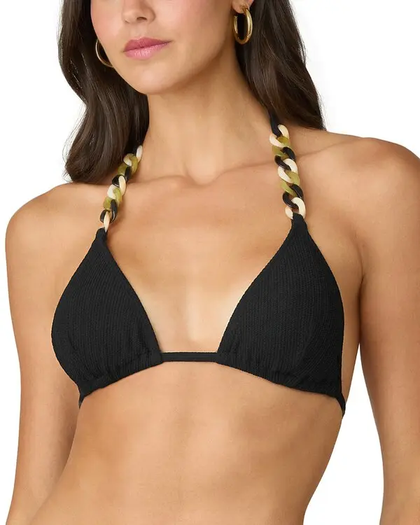 Shoshanna Chain Ribbed Triangle Bikini Top
