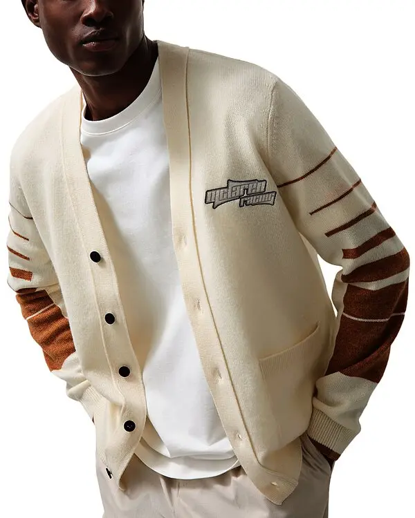 REISS X Mclaren Boom Racing Varsity Cardigan Sweater