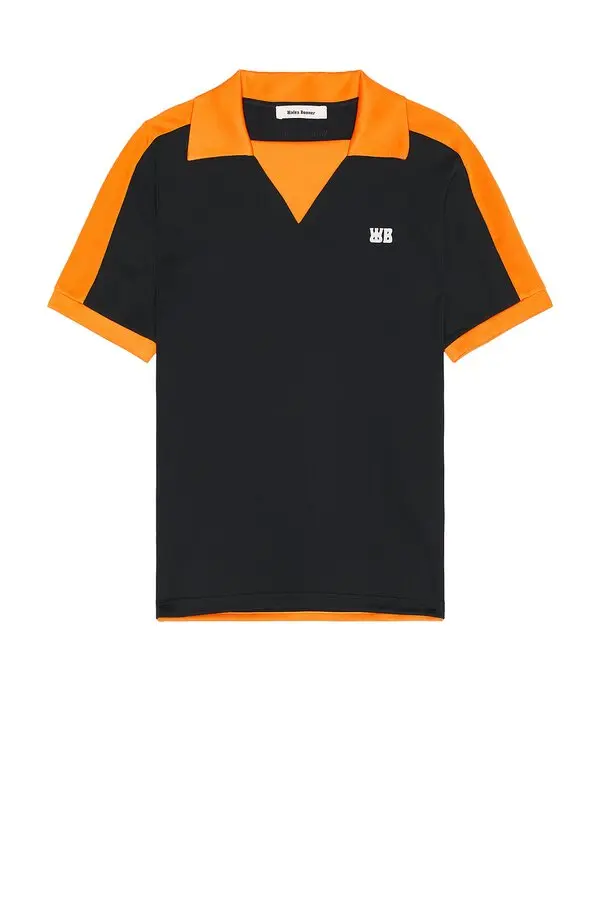 WALES BONNER Home Jersey Polo In Black - Black & Orange