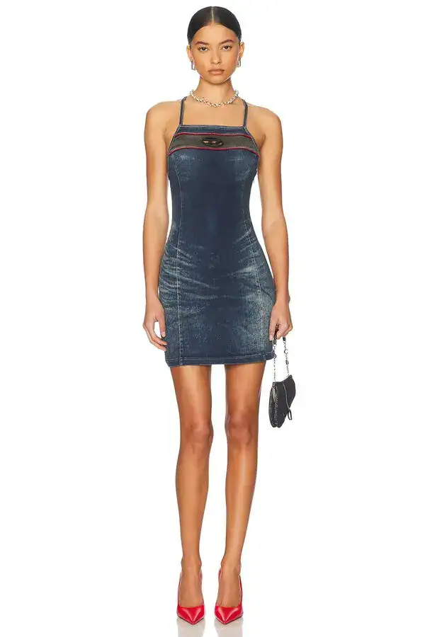 Diesel Halter Neck Mini Dress In Dark Blue - 74% Off | Editorialist