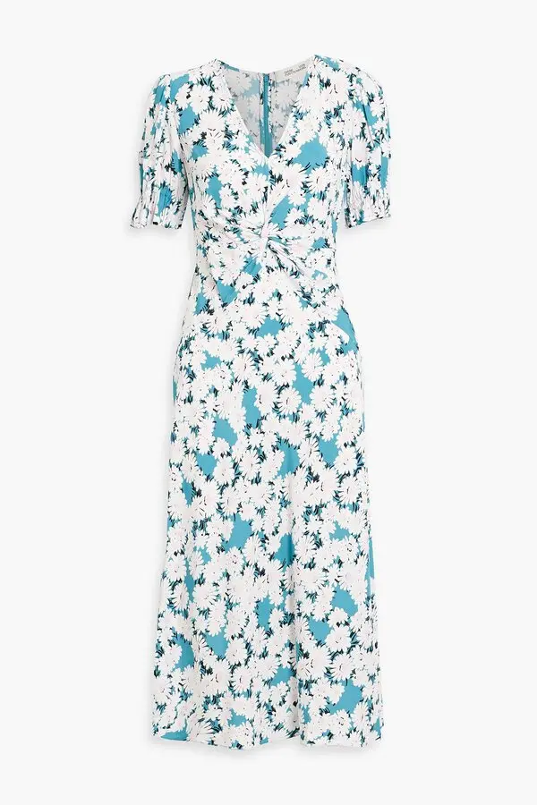 Diane Von Furstenberg Anaba Floral-print Crepe De Chine Midi Dress - White