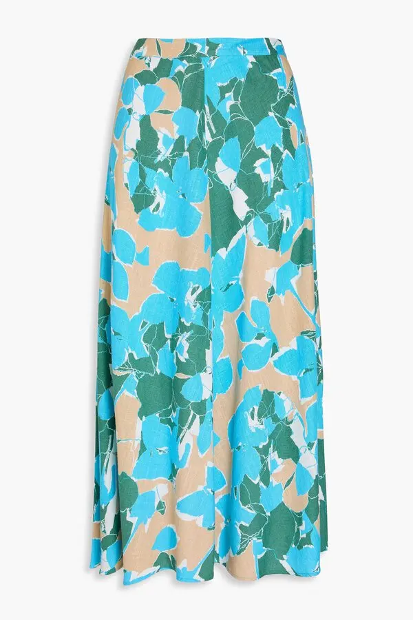 Diane Von Furstenberg Florencia Floral-print Midi Skirt - Turquoise