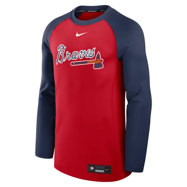 Nike Atlanta Braves Authentic Collection Game Time Mlb Pullover Crew - Red