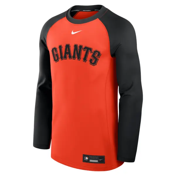 Nike San Francisco Giants Authentic Collection Game Time Dri-fit Mlb Pullover Crew - Orange