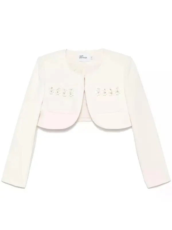 SELF-PORTRAIT 3d-sequin Crepe Jacket - Neutrals