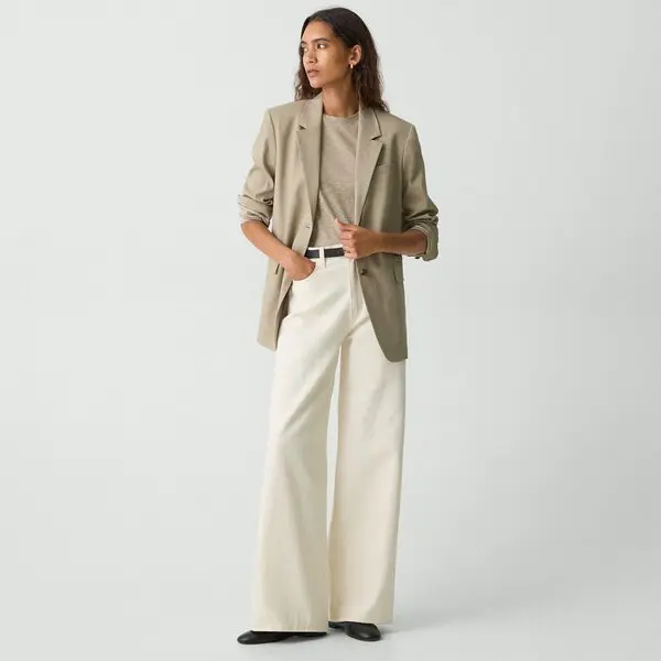 Theory High-waisted Wide-leg Denim Pant