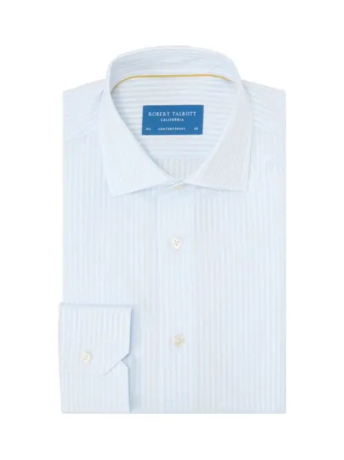 Robert Talbott Reynolds Dobby Stripe Contemporary Fit Shirt - Pale Blue