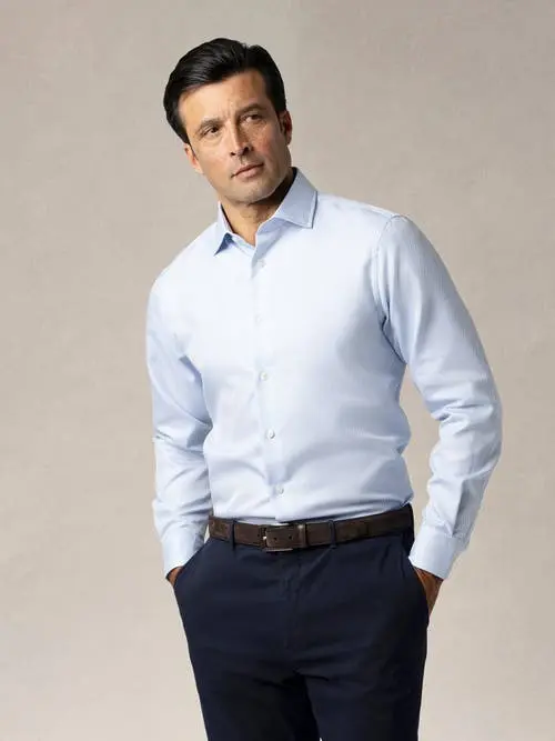 Robert Talbott Reynolds Hopsack Contemporary Fit Shirt - Blue
