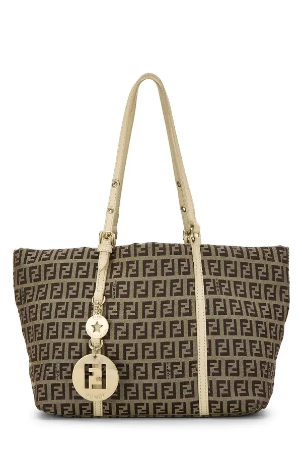 Fendi Zucchino Canvas Superstar Small Tote - Beige