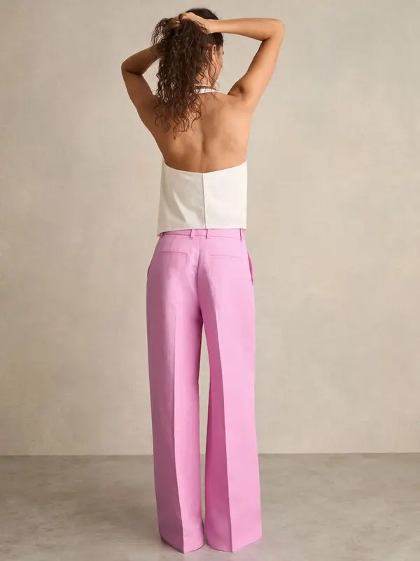 REISS Raine Wide-leg Linen Blend Trousers