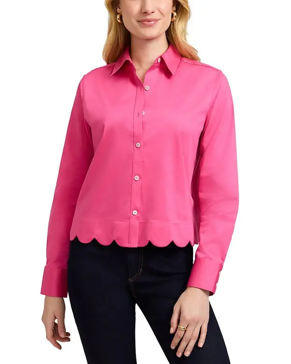 Foxcroft Scarlett Long Sleeved Matte Sateen Shirt - Pink Flamb