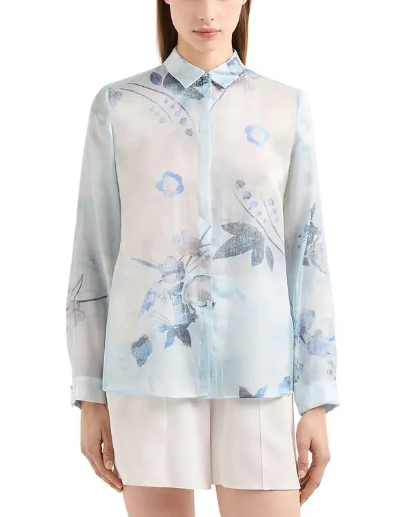 Emporio Armani Shiny Baltik Floral Print Shirt