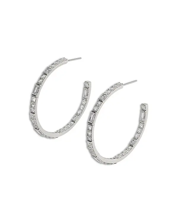 Nadri Cubic Zirconia Hoop Earrings - Silver