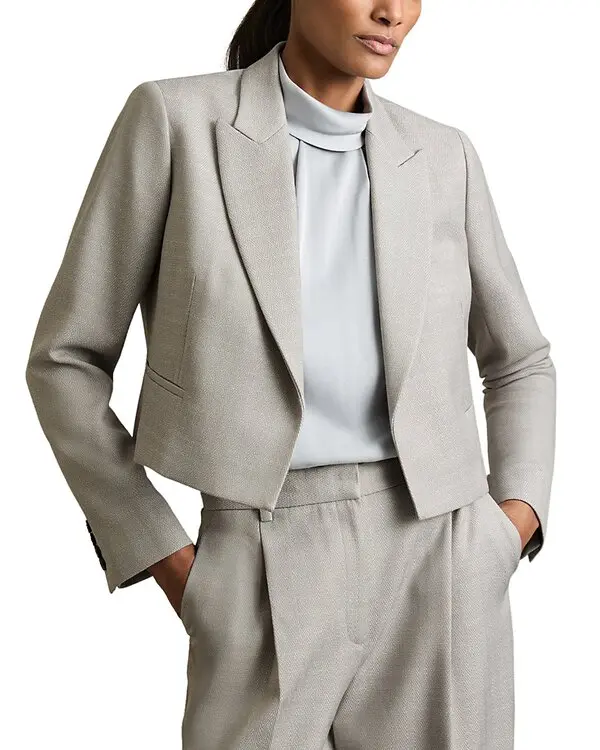 REISS Harper Textured Cropped Blazer