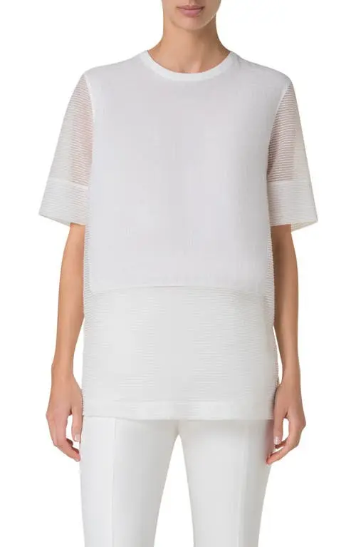 Akris Mixed Media Linen Top