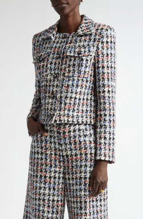 St. John Houndstooth Eyelash Tweed Jacket