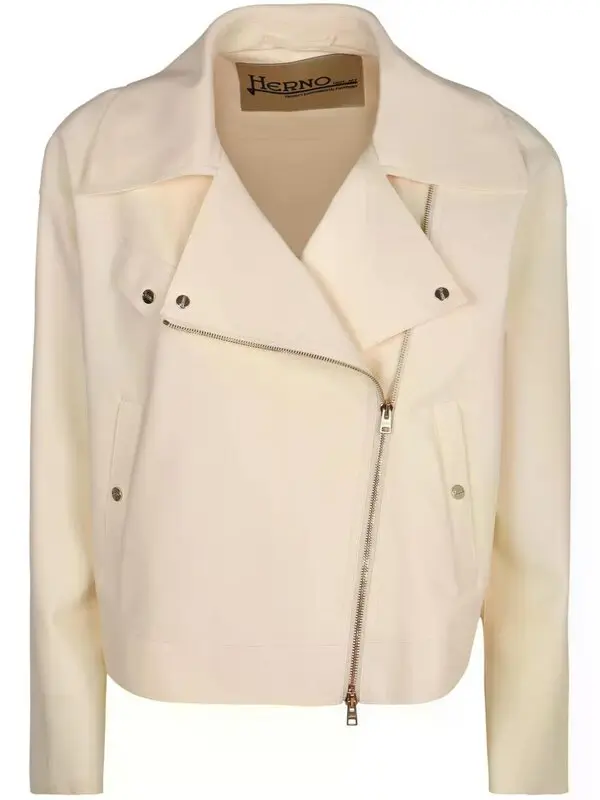 Herno Zip-up Biker Jacket - Neutrals
