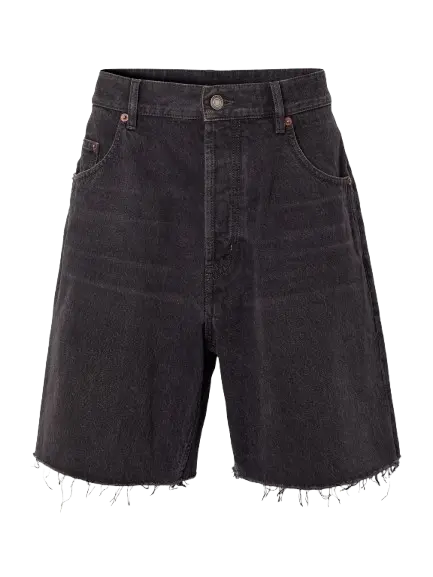 Saint Laurent Frayed Denim Shorts - Black