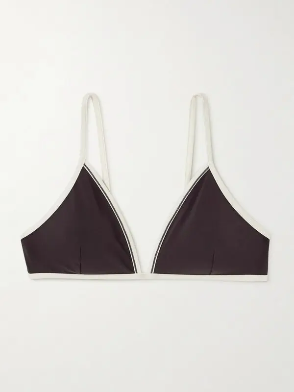Brunello Cucinelli Bead-embellished Bikini Top - Brown