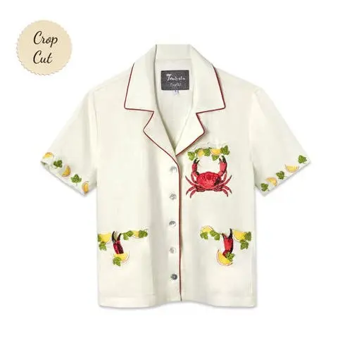 TOMBOLO Just A Pinch' Crop Cut Cabana Shirt