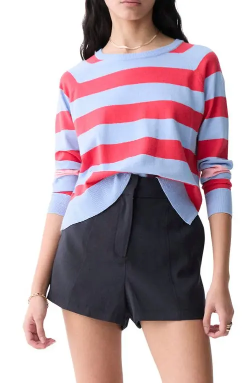 Deluc Déluc. Tavira Stripe Crewneck Sweater - Light Blue With Red Stripes