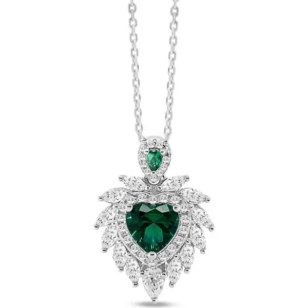 ANNA ZUCKERMAN Flaming Heart Pendant Necklace - Green Emerald