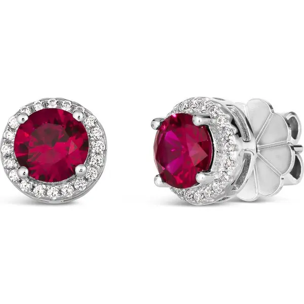 ANNA ZUCKERMAN Halo Stud Earrings - Ruby