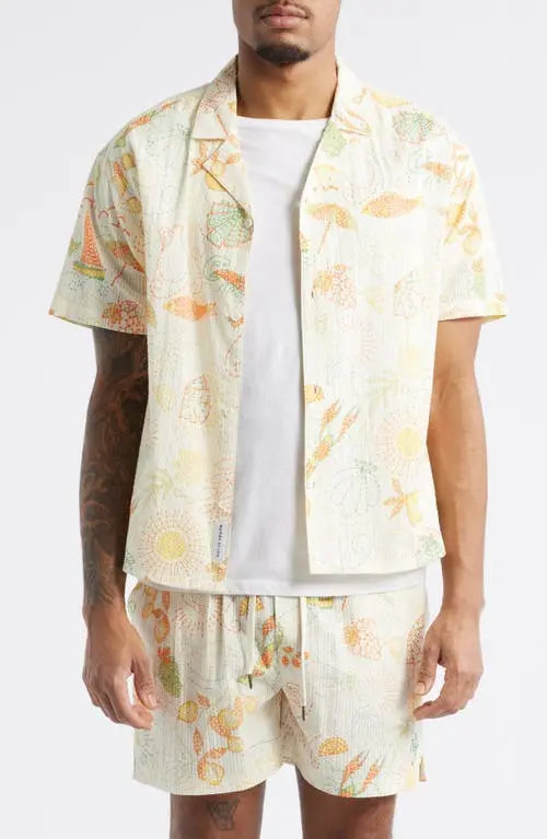 Native Youth Solstitchery Print Boxy Fit Camp Shirt