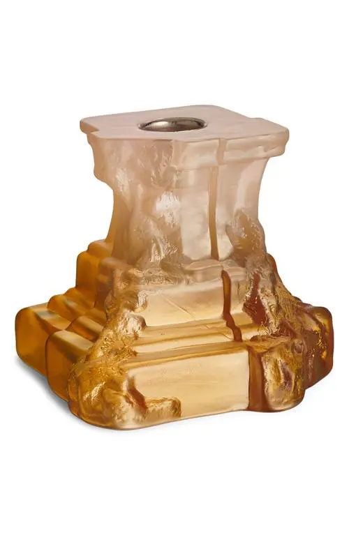 KOSTA BODA Rocky Baroque Small Crystal Candlestick - Orange