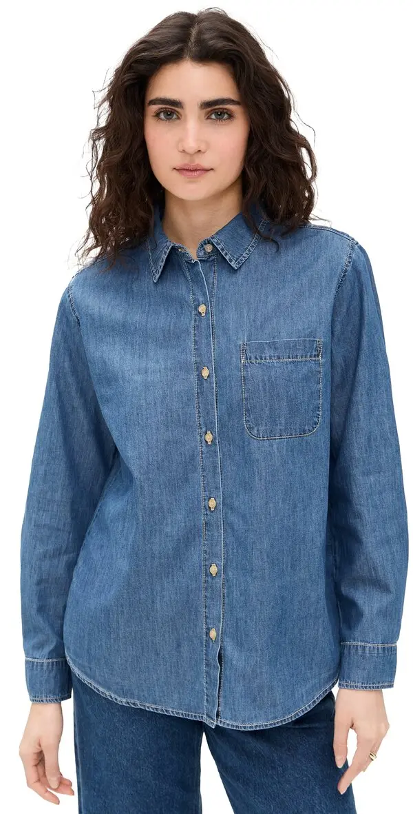 Velvet By Graham & Spencer Kassa Button-down Shirt - Chambray