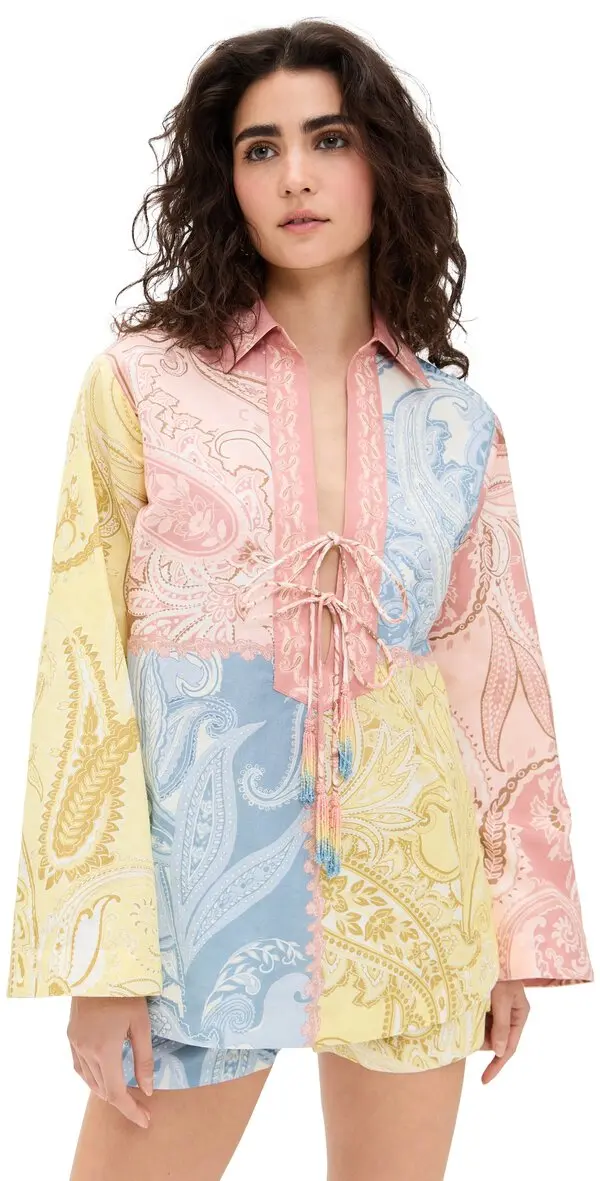 Hemant & Nandita Drop Shoulder Collared Tunic - Multi Color