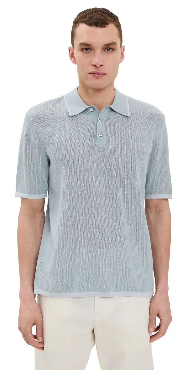Rag & Bone Harvey Knit Polo - Ltblue