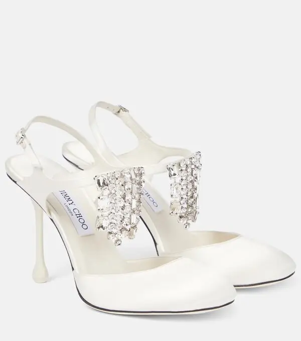 JIMMY CHOO Verity 95 Embellished Pumps - White