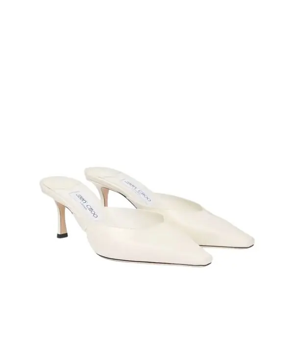 JIMMY CHOO Vivi 65 Leather Mules - White