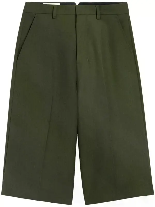Ami Wide-leg Bermuda Shorts - Green