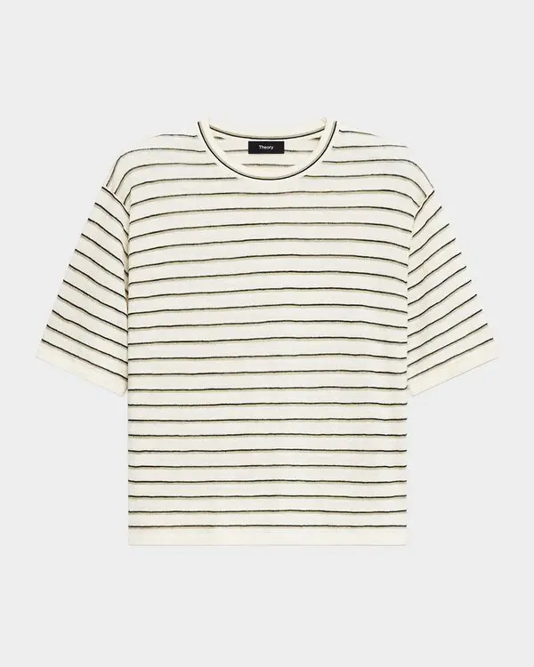 Theory Stripe Knit Boyfriend Tee - Ltpchmtmlt