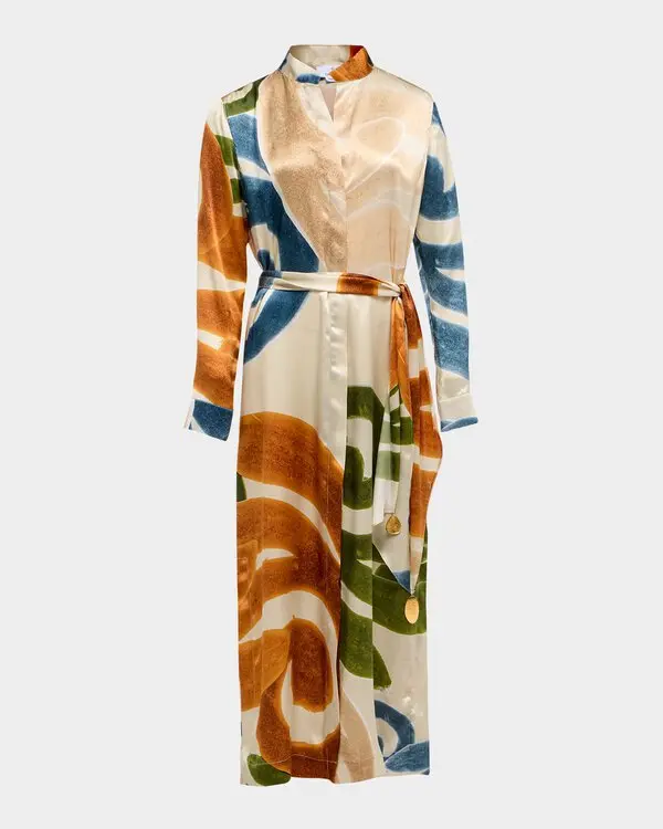 Themis Z Ellie Abstract-print Silk Shirtdress