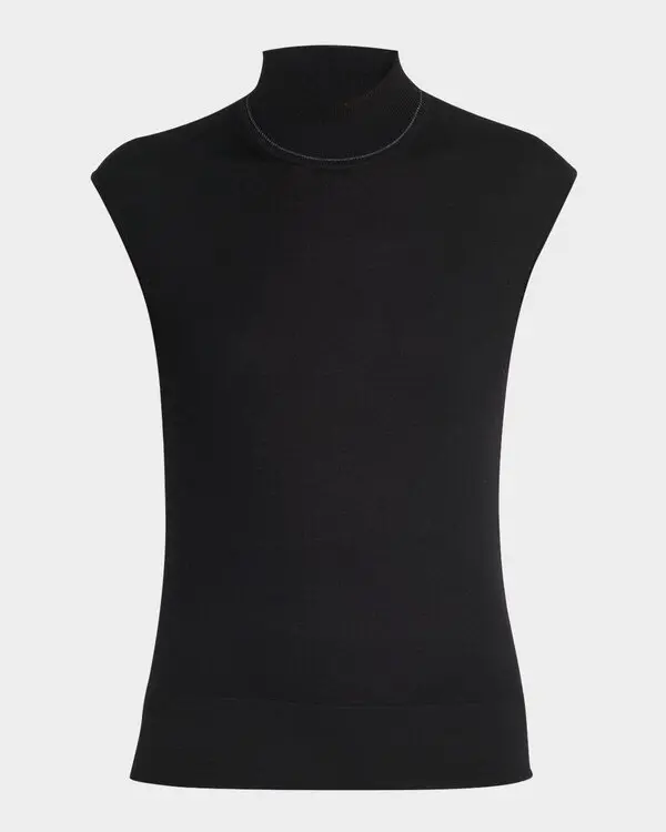 St. John Mock-neck Fine-gauge Merino Knit Sweater