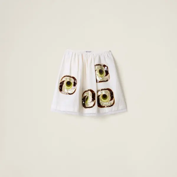 Miu Miu Embroidered Poplin Flared Skirt