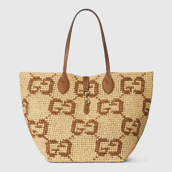Gucci Gg Raffia-effect Fabric Large Tote