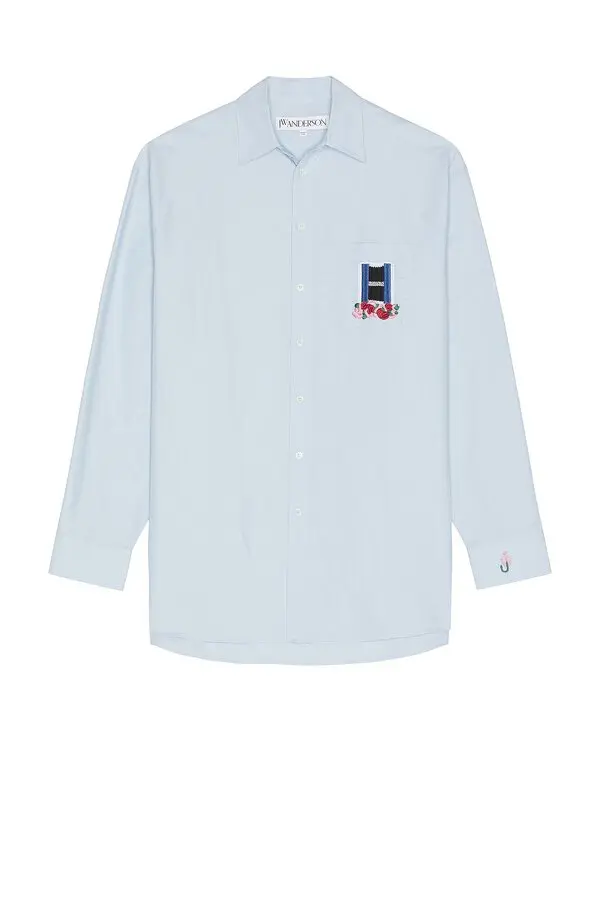 JW Anderson Window Embroidery Shirt In Baby Blue - Light Blue